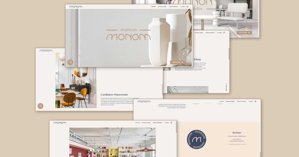 Création de l'identité visuelle et du site web de Monom Studio - ÈSB Studio · Rennes